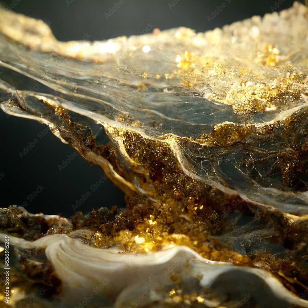 3d abstract epoxy resin with gold potal. vibrant liquid reflection ...