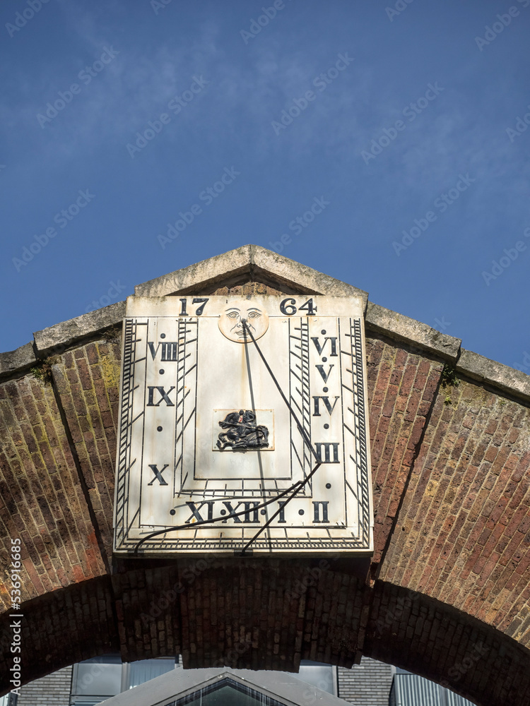 LONDON, UK - APRIL 05, 2018: Architectural detail of sun dial on Dial ...