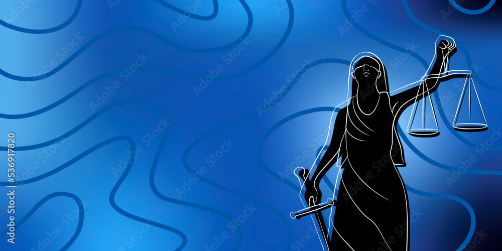 Vector background design and silhouette of the lady justice, Iustitia ...