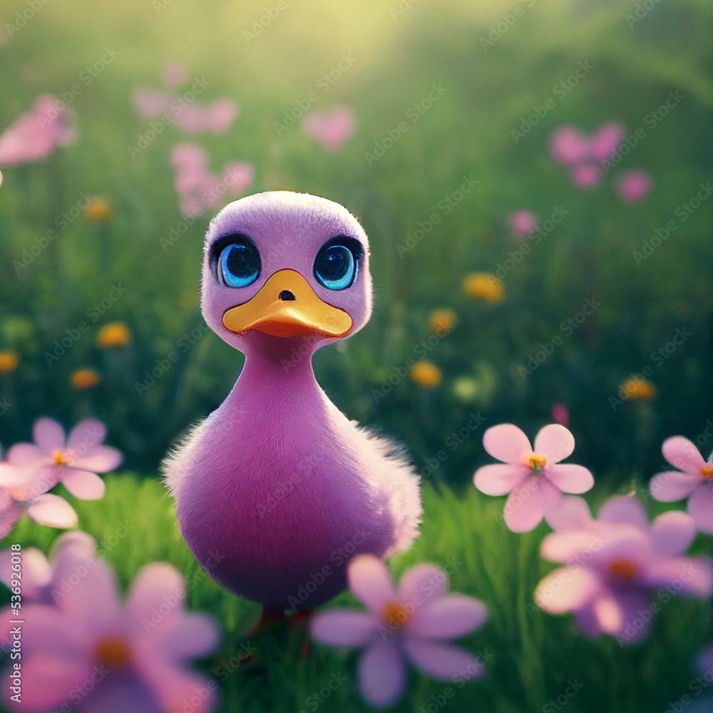 duck with flowers Stock Illustration | Adobe Stock