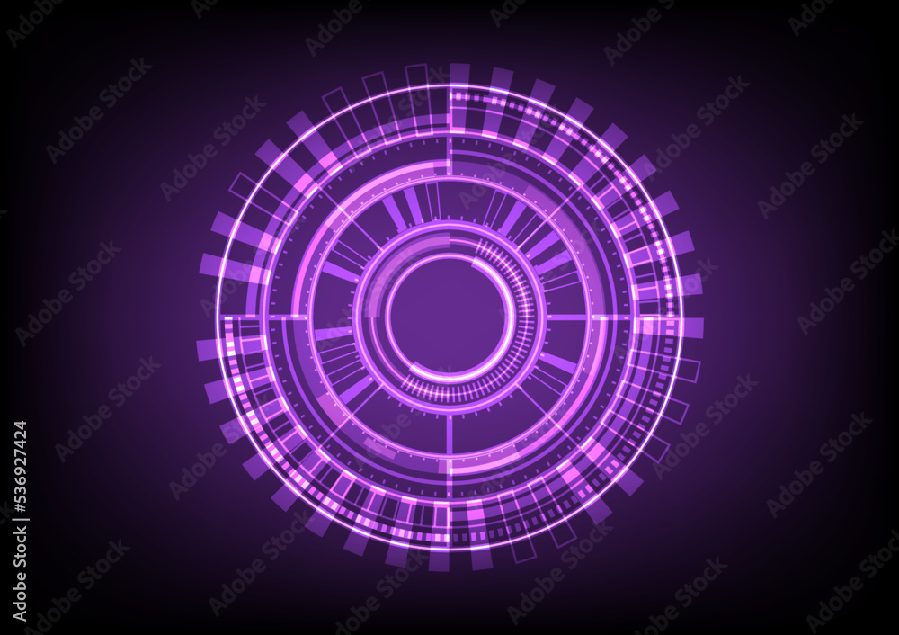 Vector technology circle neon light on the vintage screen background Stock Vector | Adobe Stock