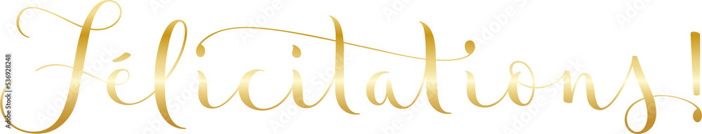 Bannière calligraphique avec dégradé doré FELICITATIONS! sur fond ...