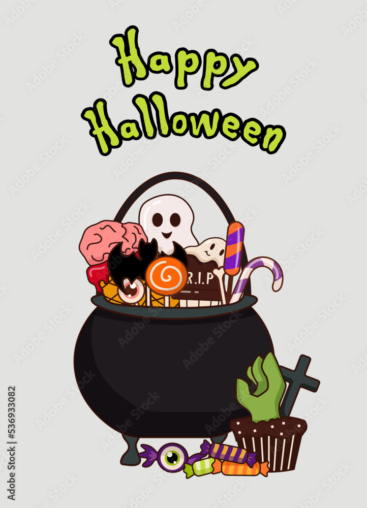 Halloween candy container in the shape of a cauldron. Witch's cauldron ...