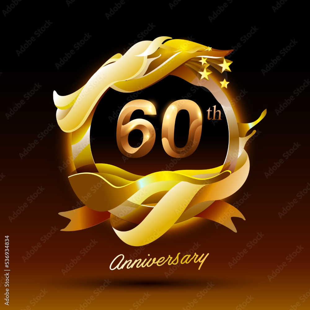 60 years golden anniversary celebration logo Stock Vector | Adobe Stock