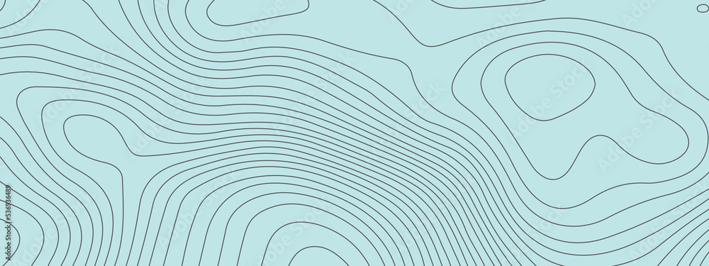 The stylized colorful blue and black wavy abstract topographic map ...