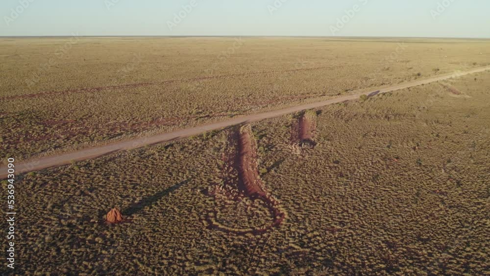 Drone footage crossing the Tanami Road with mitre drains, in the Tanami ...