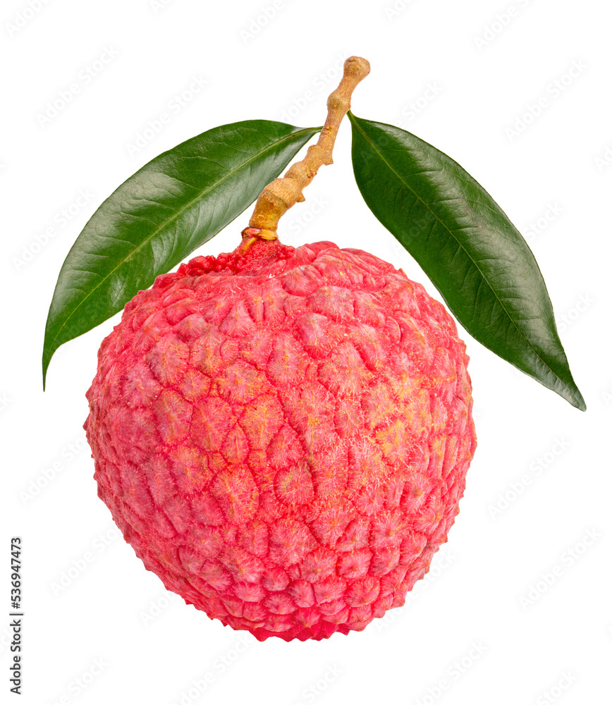 Sweet lychees fruits with leaves on White, Lychee with leaves isolated ...