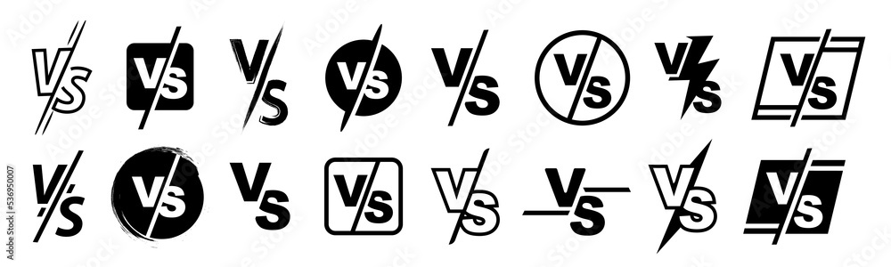 Versus letters icon set isolated on white background. Vs logo, symbol ...