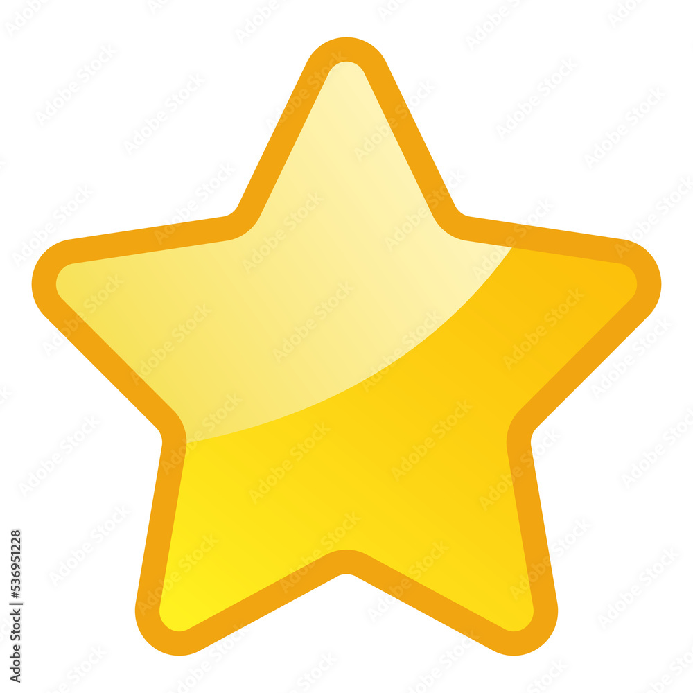 Star icon with highlights, outline and rounded edges. Isolated vector ...