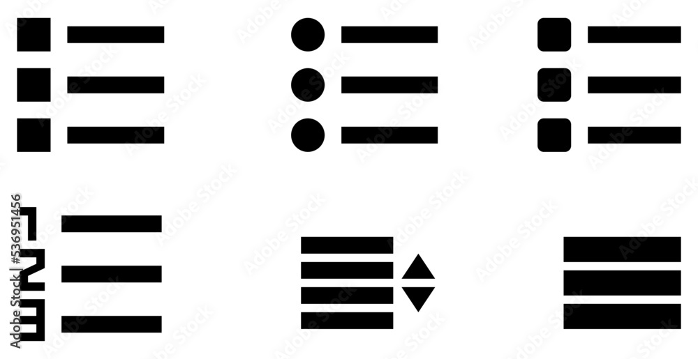 Hamburger menu icons, web and mobile navigation buttons of app ui. Isolated vector burger menu ...