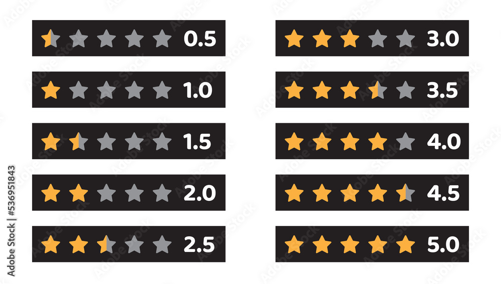 Web star rating symbol in black theme. rating stars set, customer ...