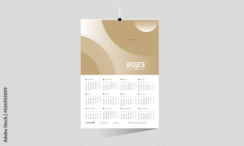 2023 wall vector calendar design Stock Vector | Adobe Stock
