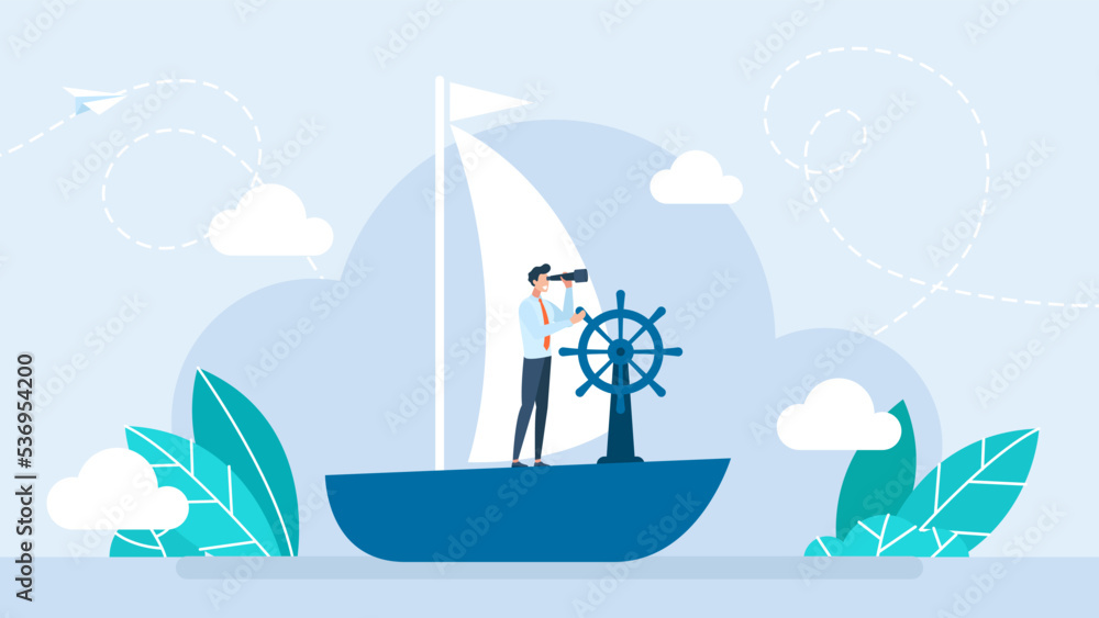 Business management. Business strategy. Businessman boat captain ...