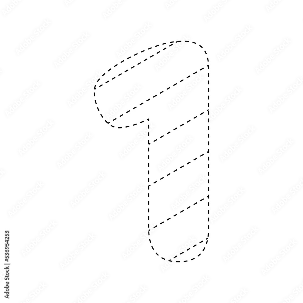 Number 1 tracing worksheet for kids Stock Vector | Adobe Stock