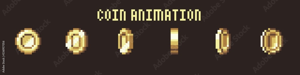 Pixel art animation. Gold coin for games Stock Illustration | Adobe Stock