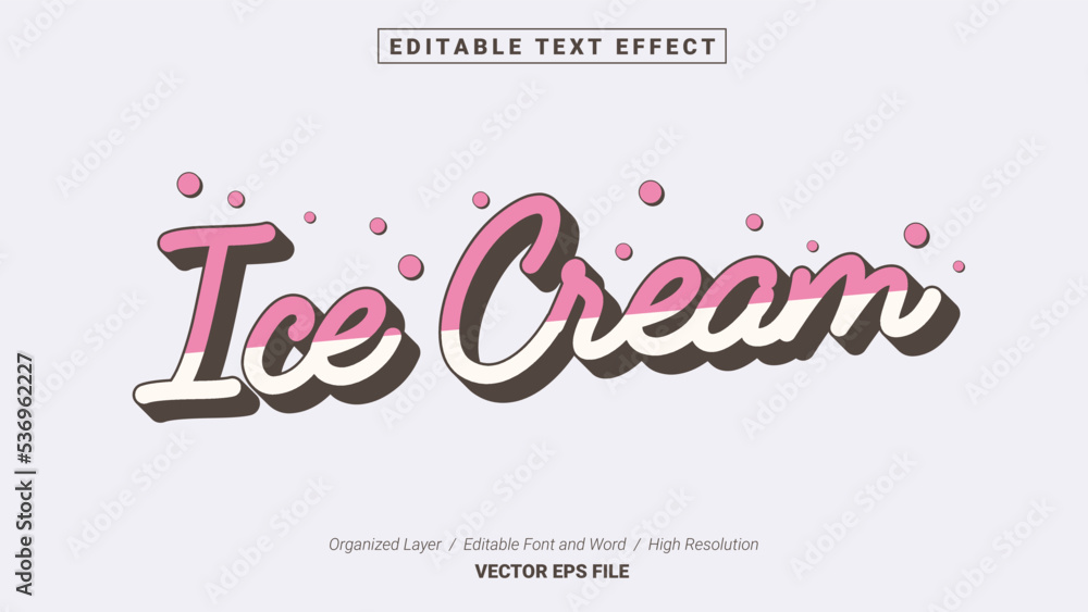 Editable Ice Cream Font Design. Alphabet Typography Template Text ...