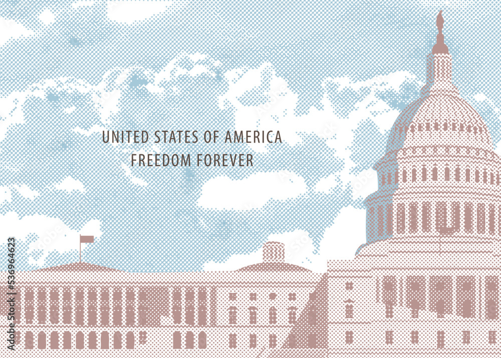 Vector banner or card with the words Freedom forever and image of the ...