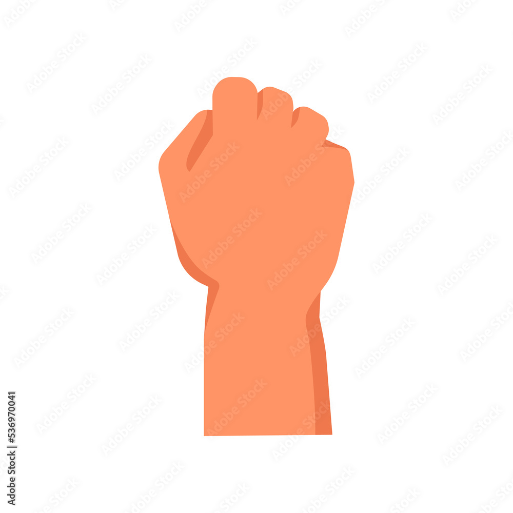 Hand gesture of power, isolated clenched fist back view. Symbol of ...