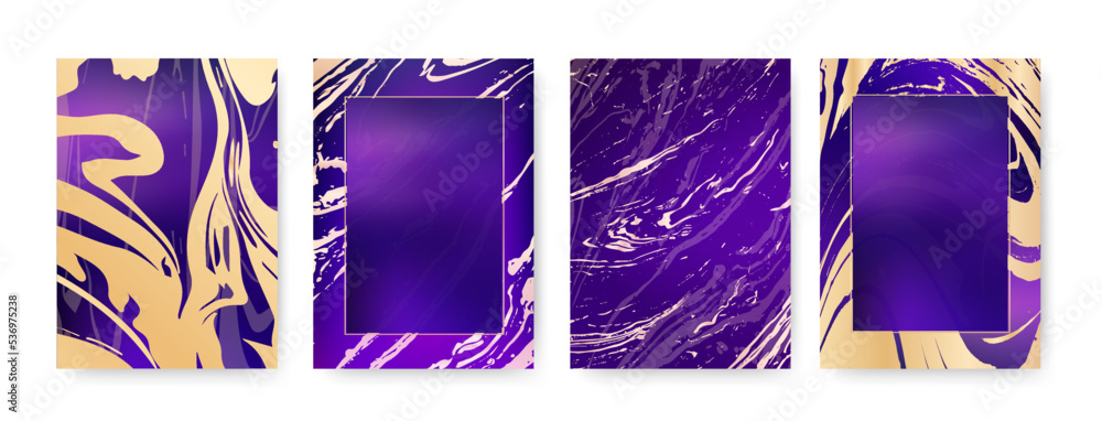Modern purple vector cover design set. Prestigious background with ...
