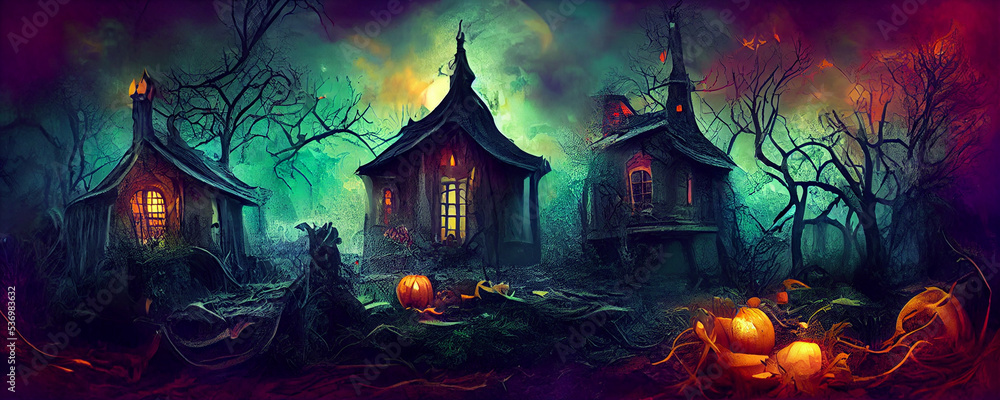 Spooky Halloween Mansion Creepy Night, Haunted Mansion Halloween ...