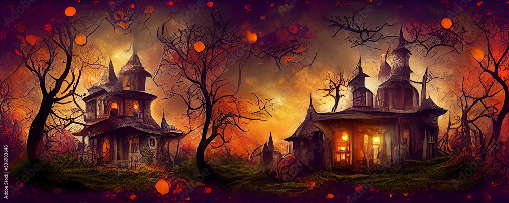 Spooky Halloween Mansion Creepy Night, Haunted Mansion Halloween ...