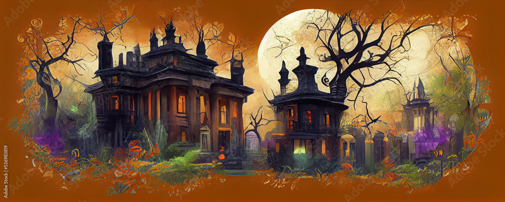 Spooky Halloween Mansion Creepy Night, Haunted Mansion Halloween ...