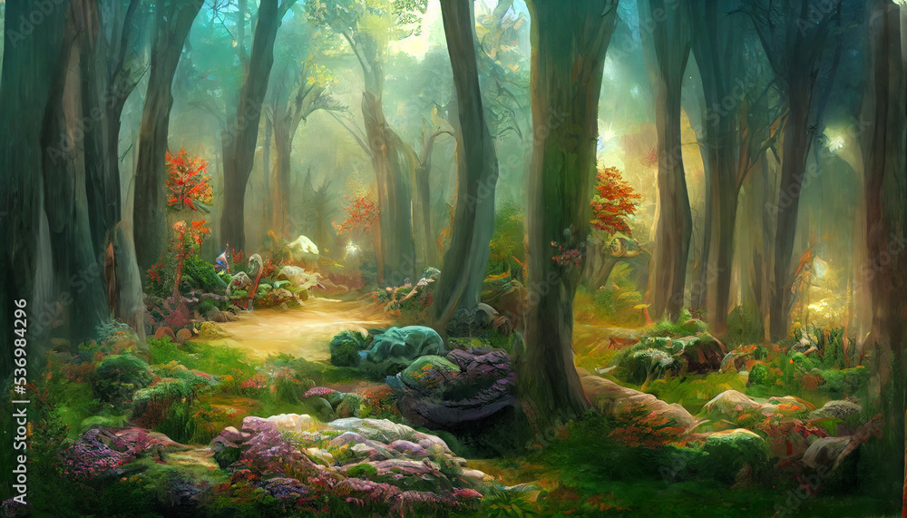 The Enchanted Forest of the Magic Natural Landscape Background, Fairy ...