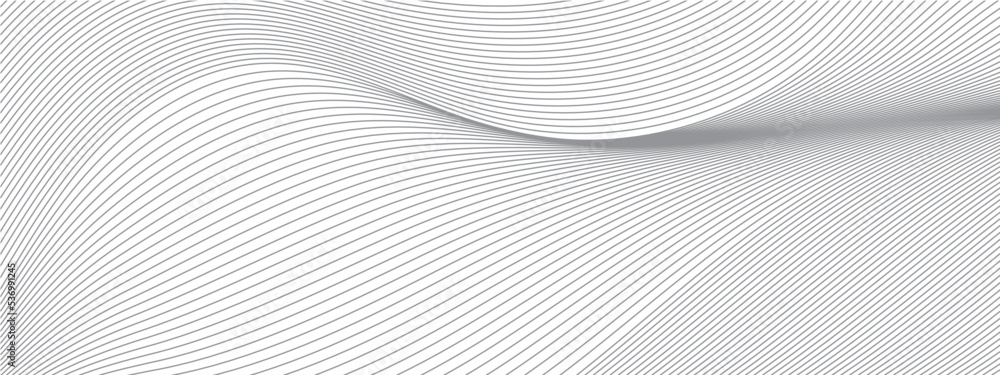 Abstract wavy gray lines stream element for design on a white ...