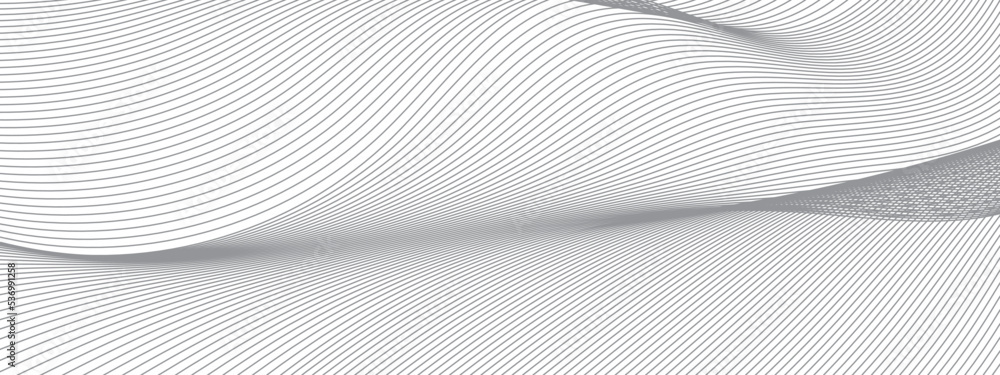 Abstract wavy gray lines stream element for design on a white ...