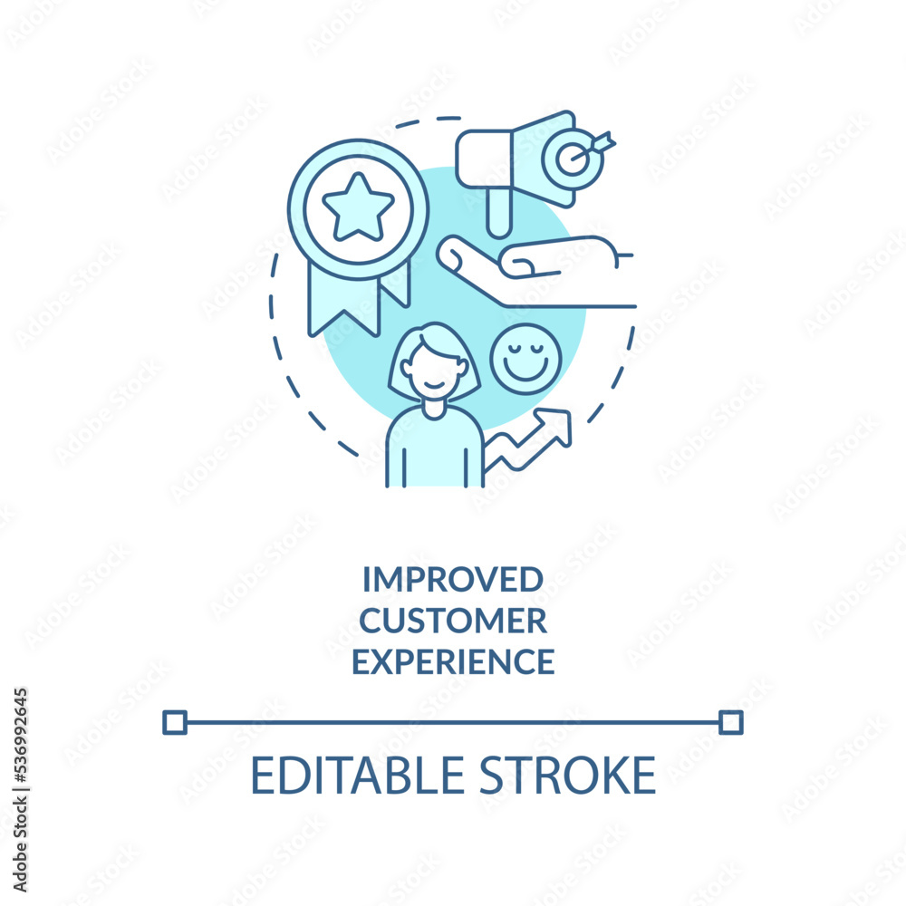 Improved customer experience turquoise concept icon. Satisfied user ...