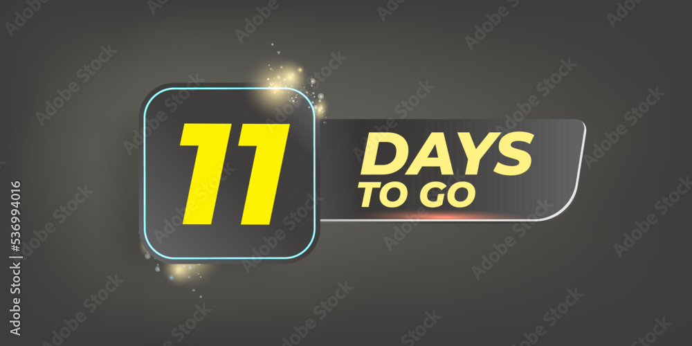 Eleven days to go countdown grey modern horizontal banner design ...
