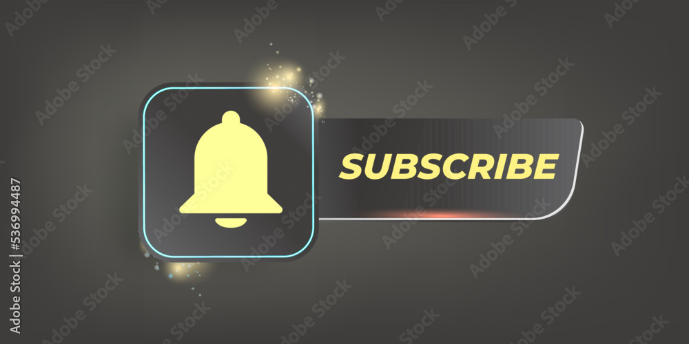 Vector subscribe now horizontal banner with ring bell and button on ...