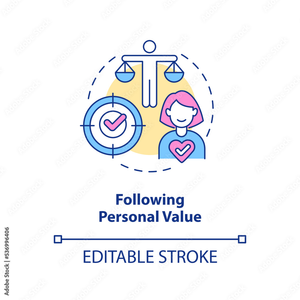 Following personal values concept icon. Business strategy. Customer ...