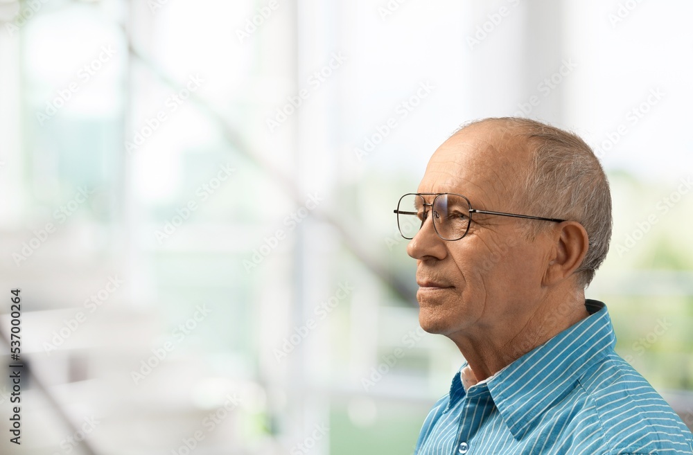 Serious old man looks in the window with nostalgia Stock Photo | Adobe ...