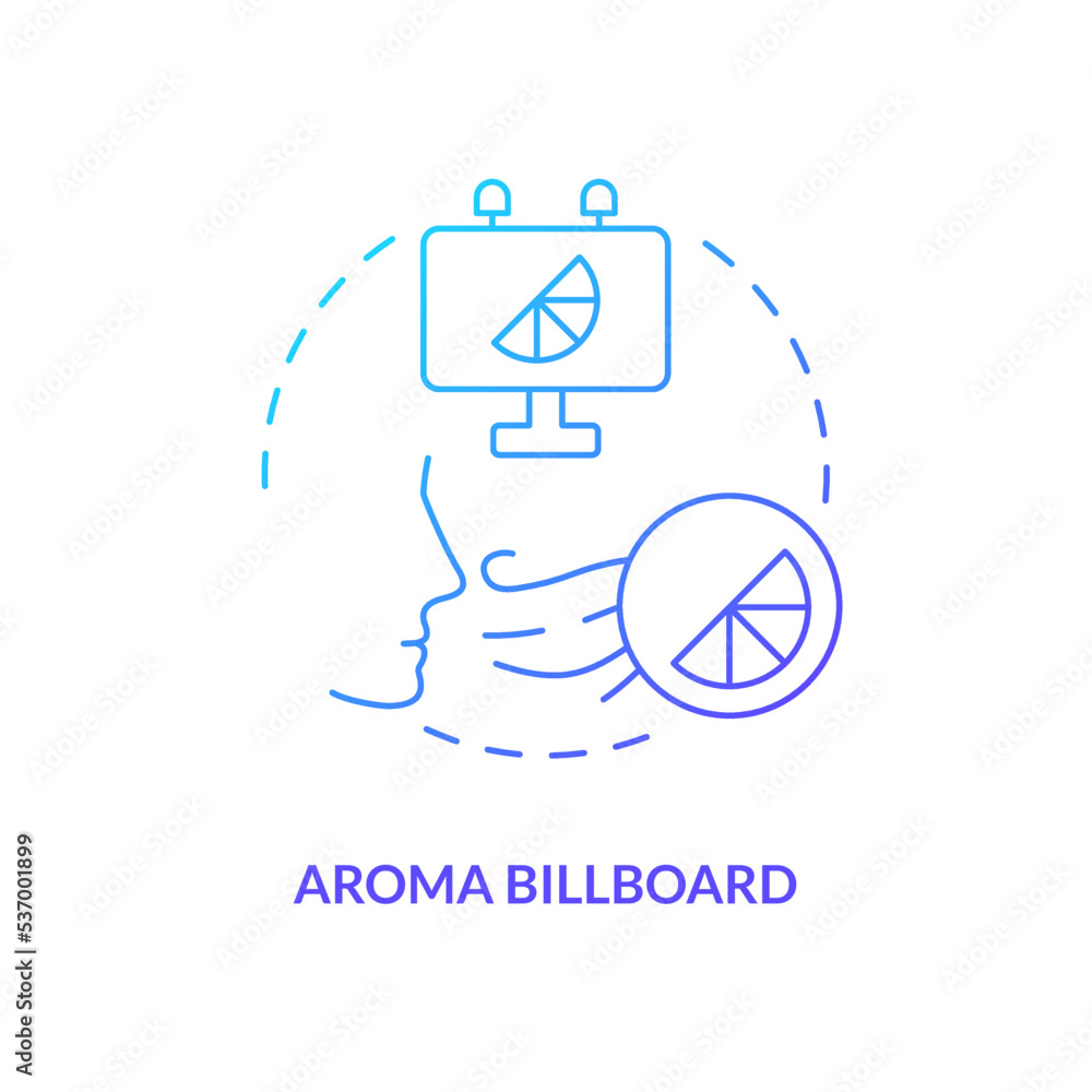 Aroma billboard blue gradient concept icon. Scent marketing type ...
