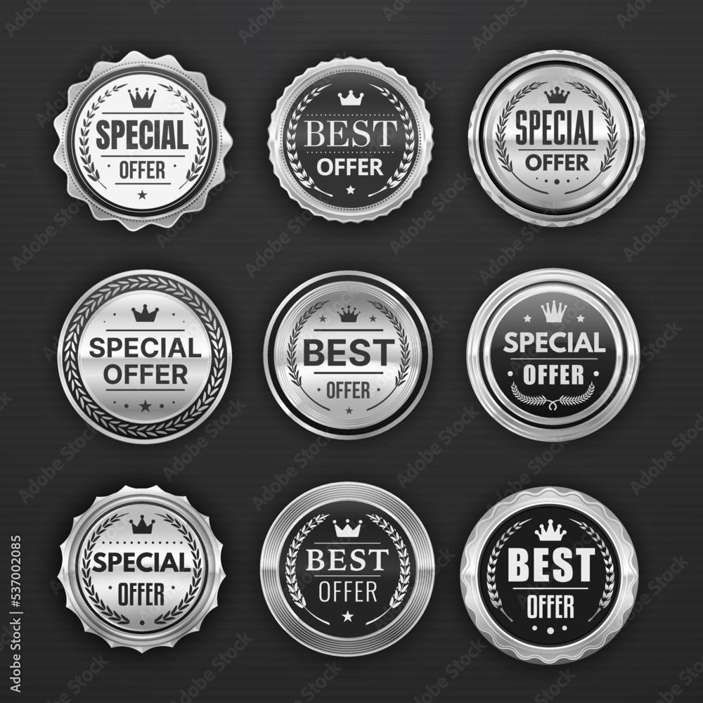 Best special offer silver badges and labels, ribbon stickers and price ...