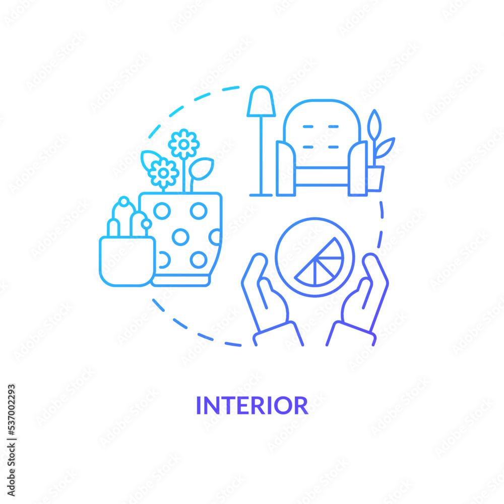 Interior blue gradient concept icon. Visual sense in retail experience ...