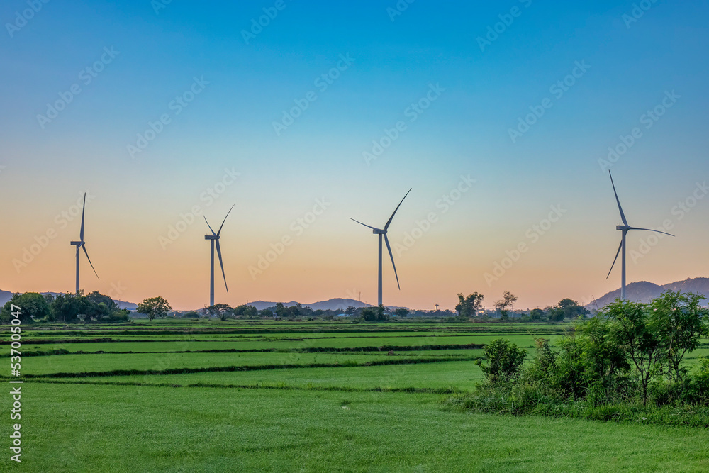 Landscape with Turbine Green Energy Electricity, Windmill for electric ...