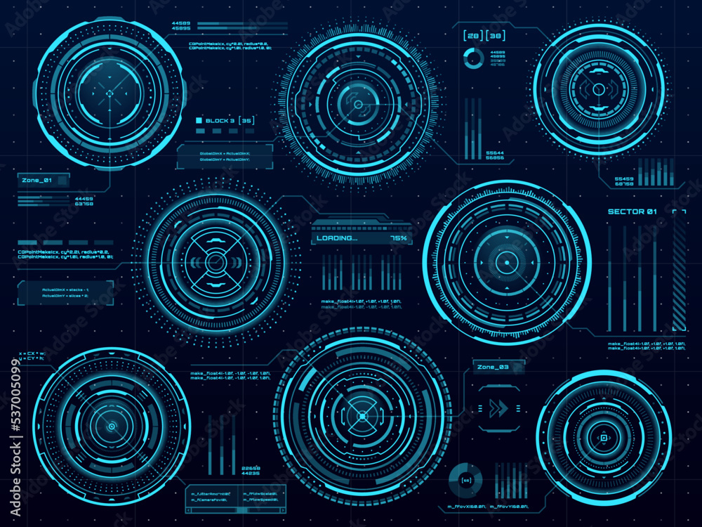 HUD circle data infographic, data screen dashboard or digital interface ...
