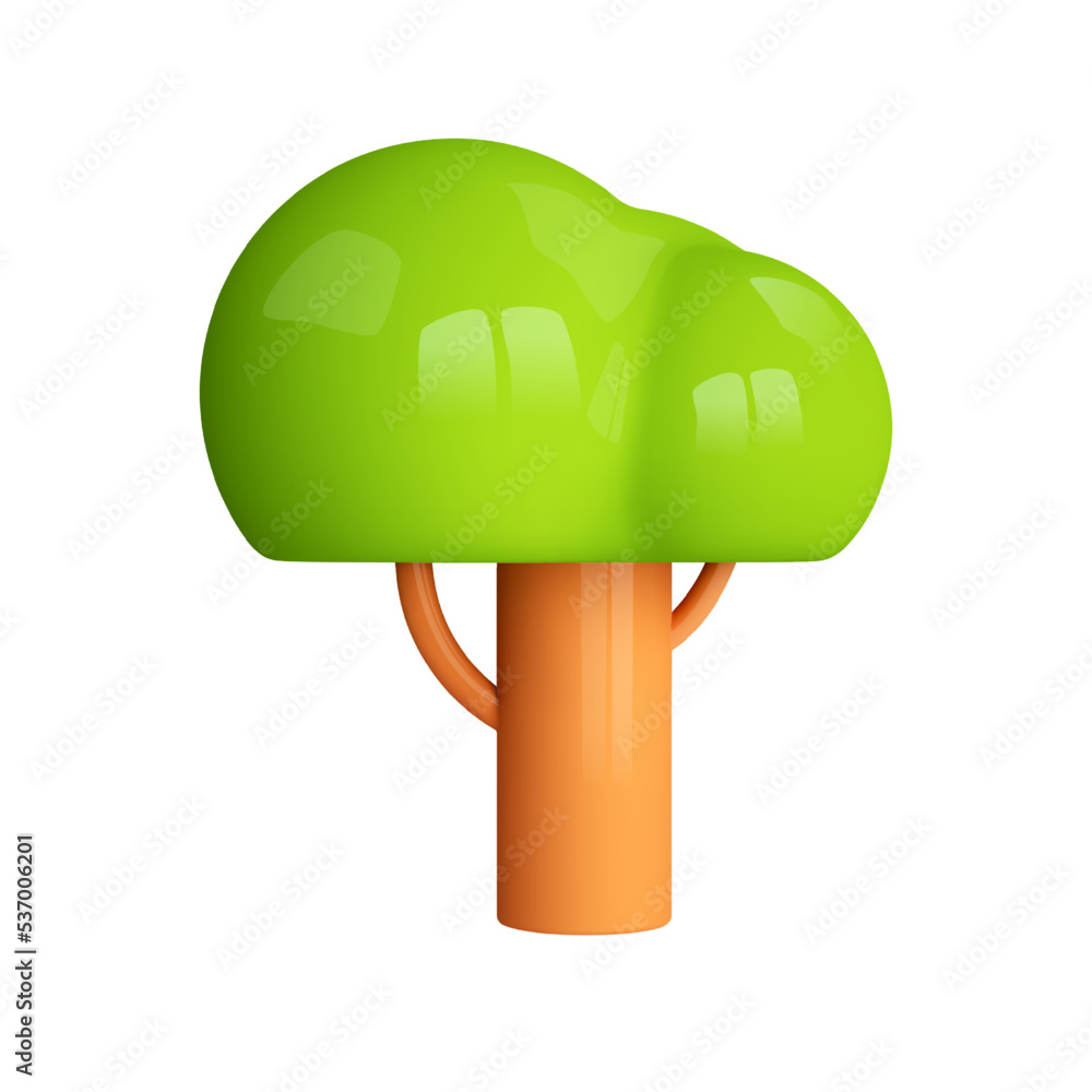 3d render abstract tree isolated on white background. Abstract plan ...
