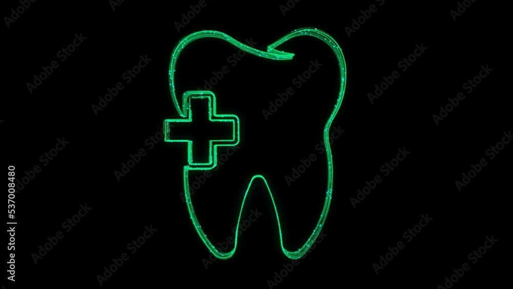 Teeth Animated Icon appearing with Lines on black background. Clearing ...