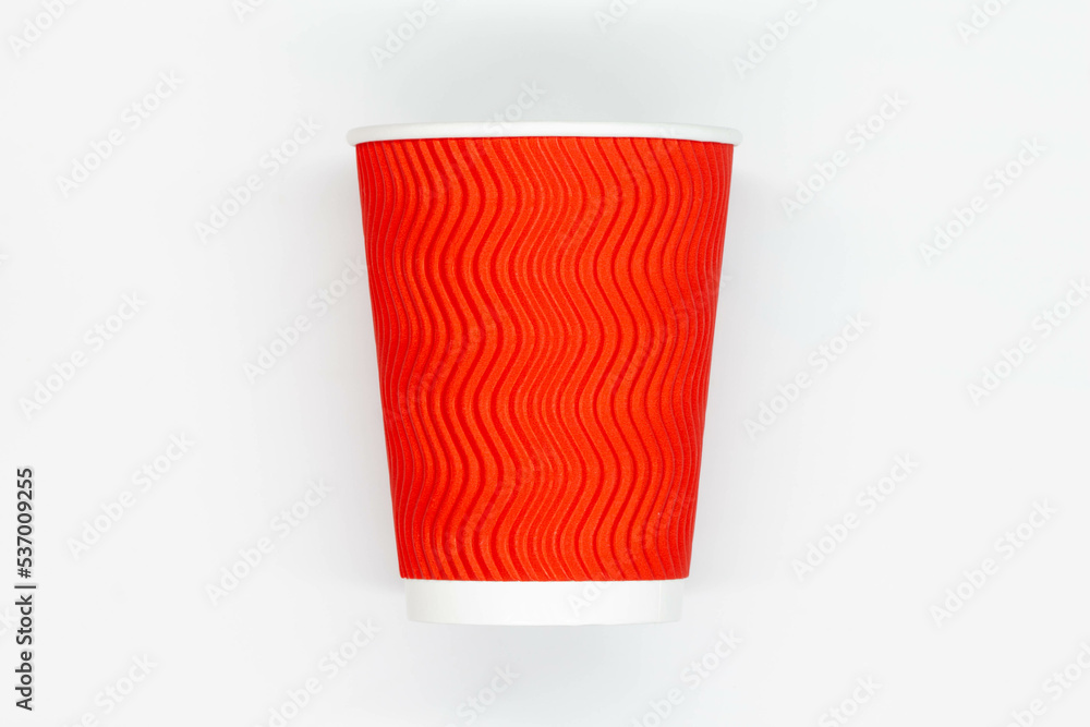 Paper coffee cup. Red craft paper coffee cup without lid. Disposable ...