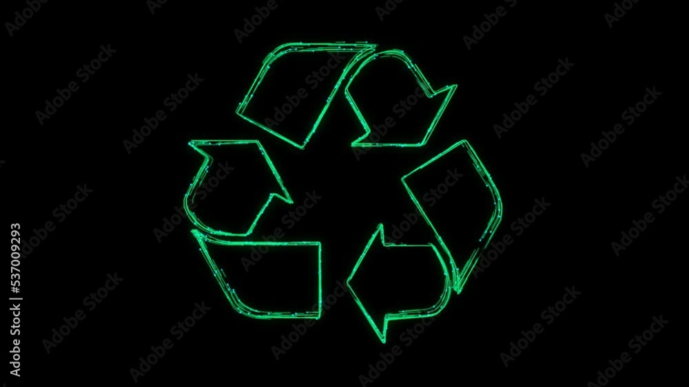 Recycle Animated Icon appearing with Lines on black background ...