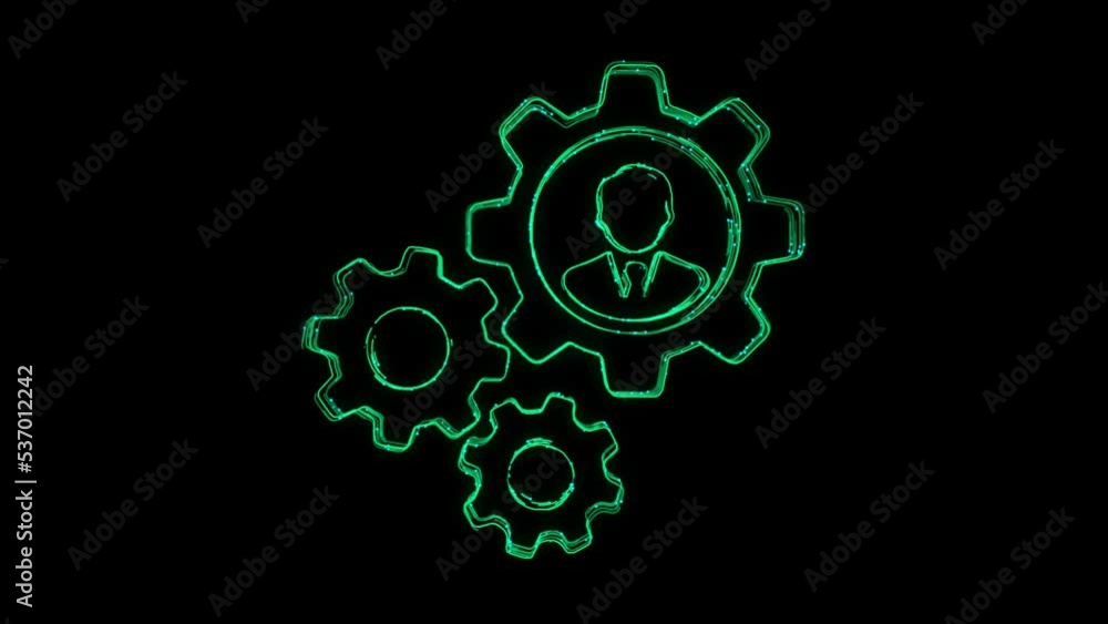 Automation Animated Icon appearing with Lines on black background. big ...