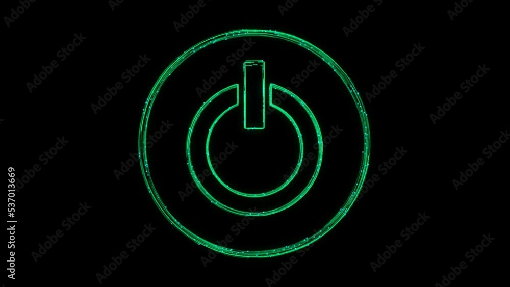 Video Stock Power Button Animated Icon appearing with Lines on black ...
