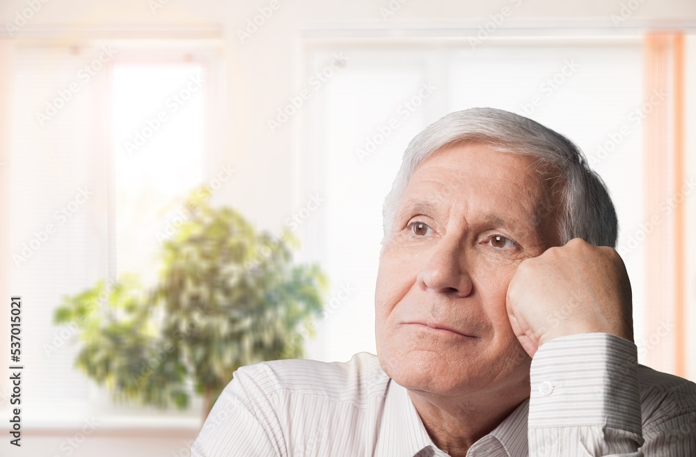 Serious old man looks in the window with nostalgia Stock Photo | Adobe ...