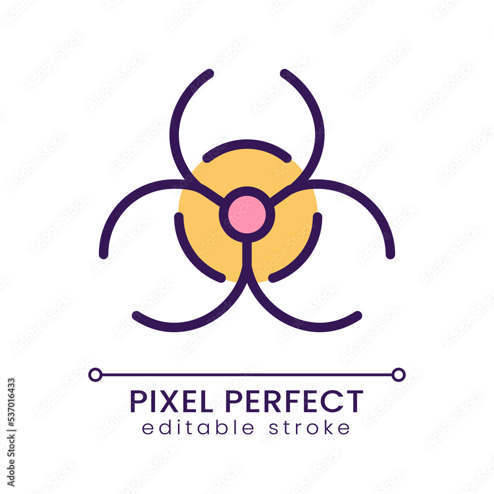 Biohazard pixel perfect RGB color icon. Warning sign. Biological threat ... Biohazard pixel perfect RGB color icon. Warning sign. Biological threat ...