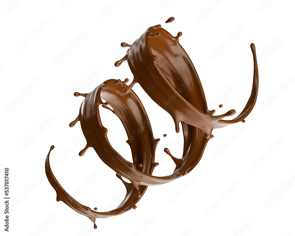 Chocolate splash twist shape 3d render cutout PNG translucent ...