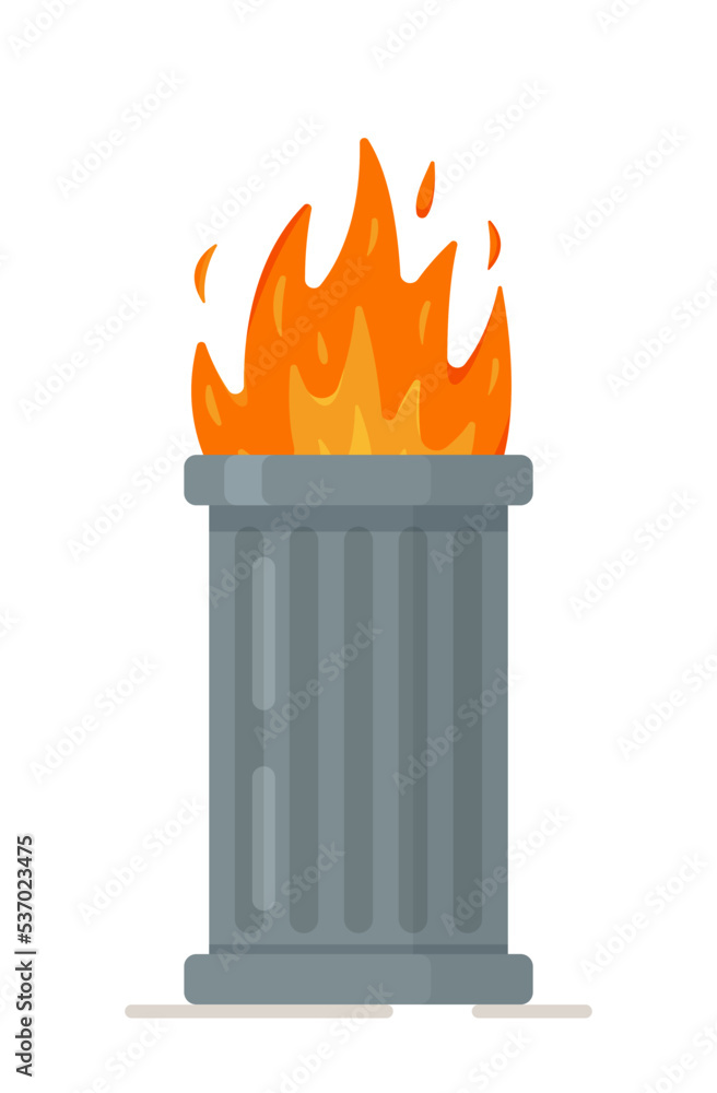 Vector illustration of fire trash. Burning trash. Podpal. Rule ...
