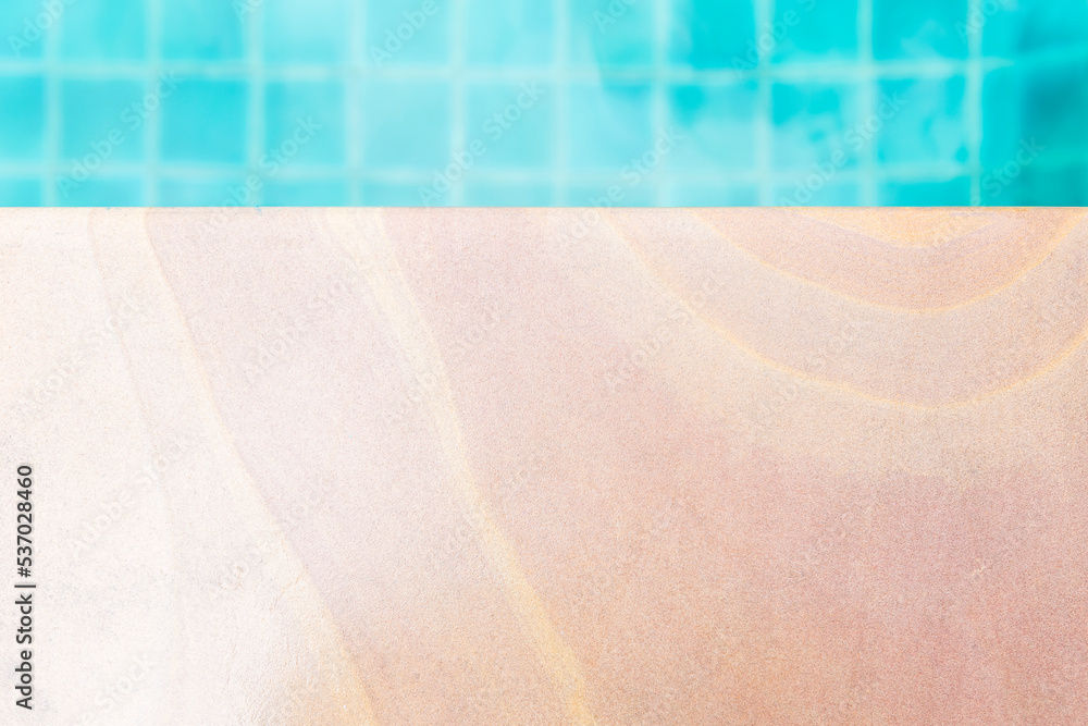 Sandstone swimming pool table, natural sand stone texture with blue ...